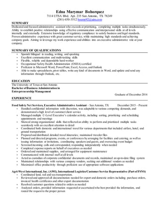Edna Bohorquez 2016 Resume | PDF