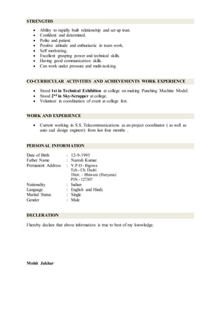 Mohit_jakhar c.v. | PDF