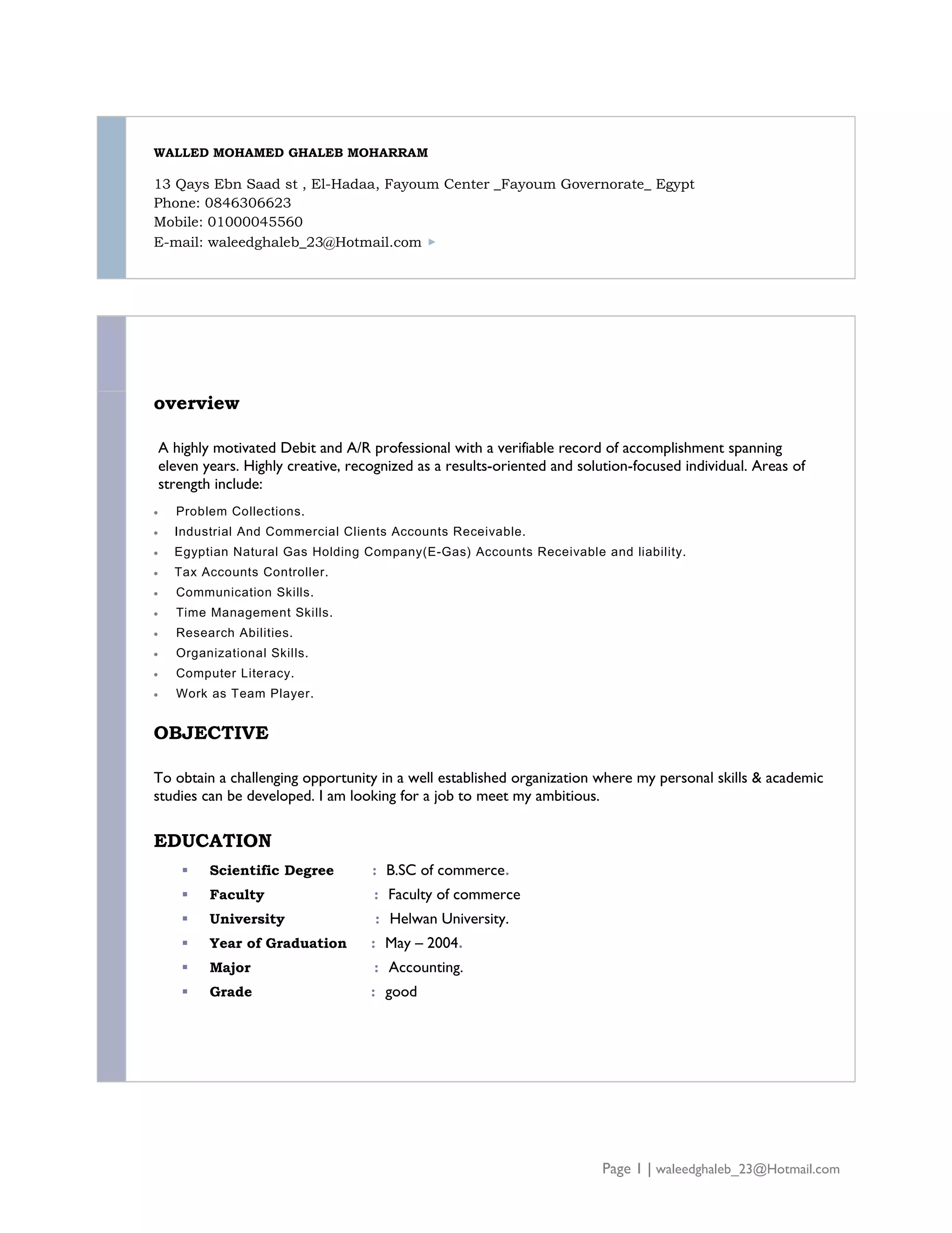 Waleed Ghaleb C.V | DOC | Business Accounting & Finance | Business