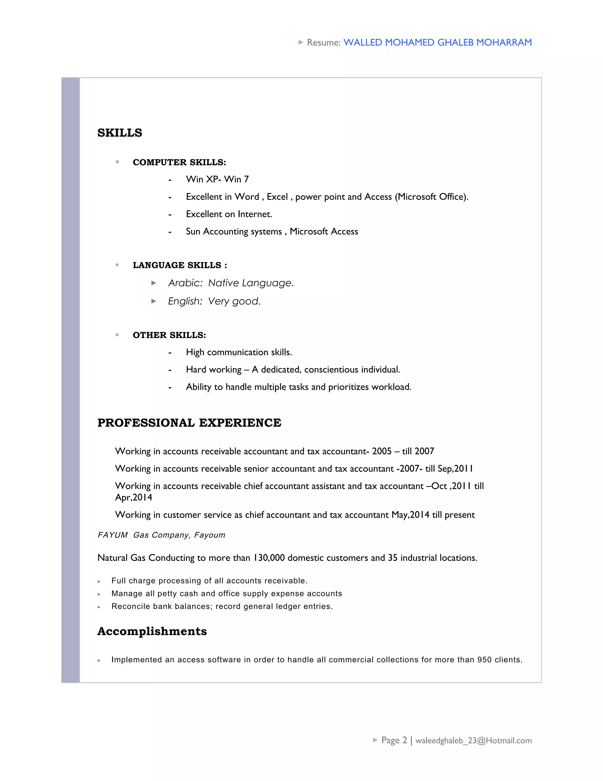 Waleed Ghaleb C.V | DOC | Business Accounting & Finance | Business