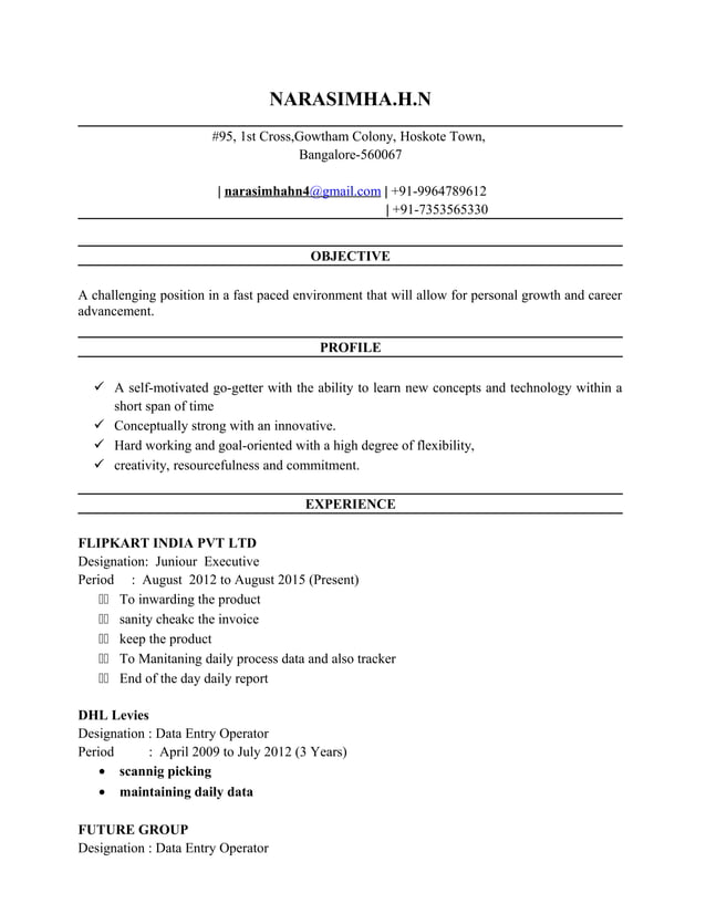 NARASIMHA resume New August | PDF