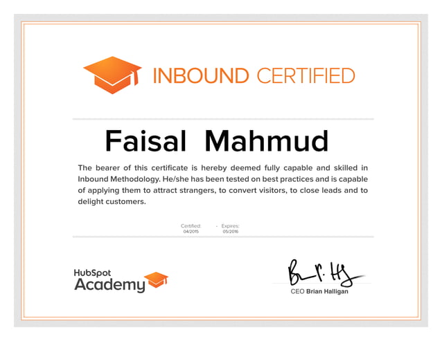 HubSpot Inbound Certificate - Faisal Mahmud | PPT