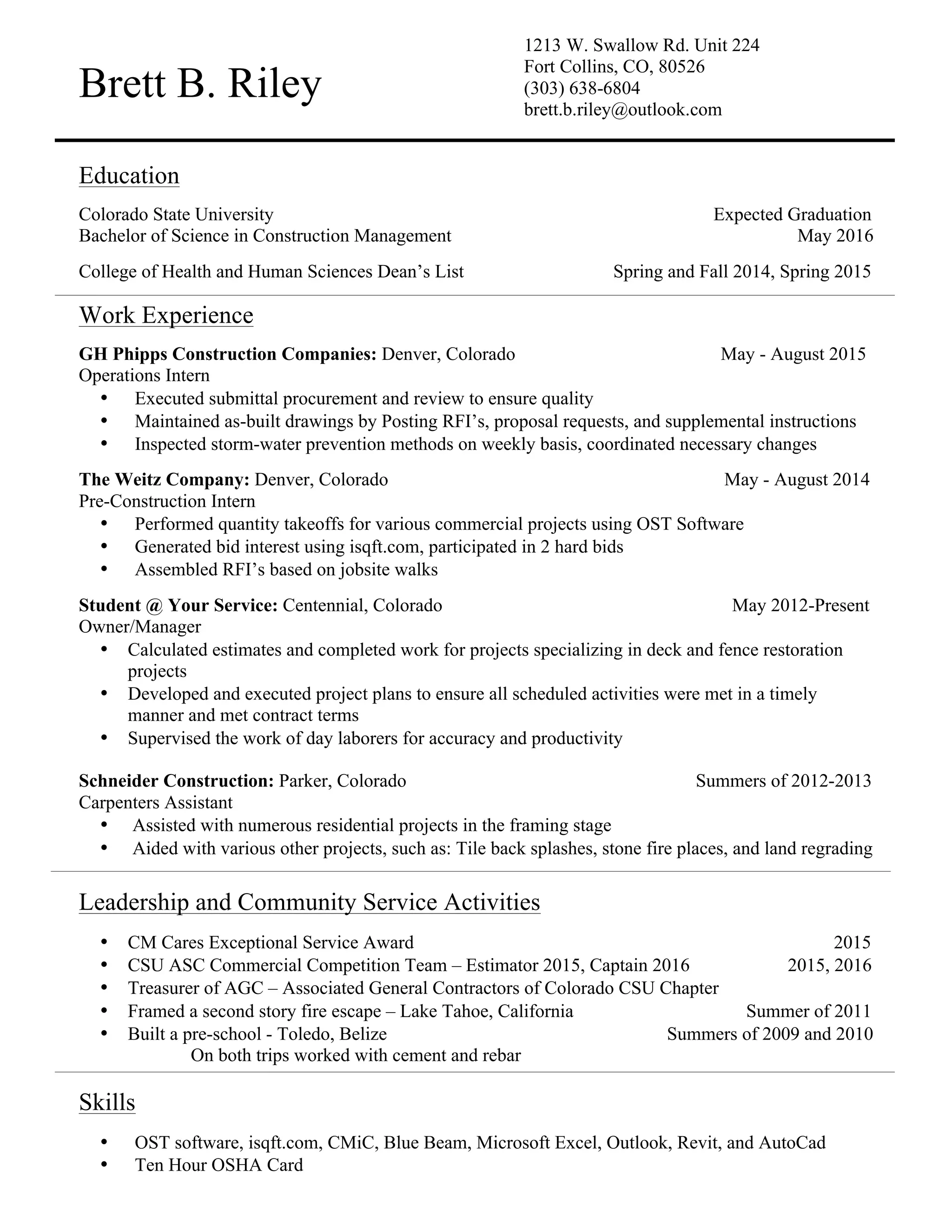 Brett Riley's Resume | PDF
