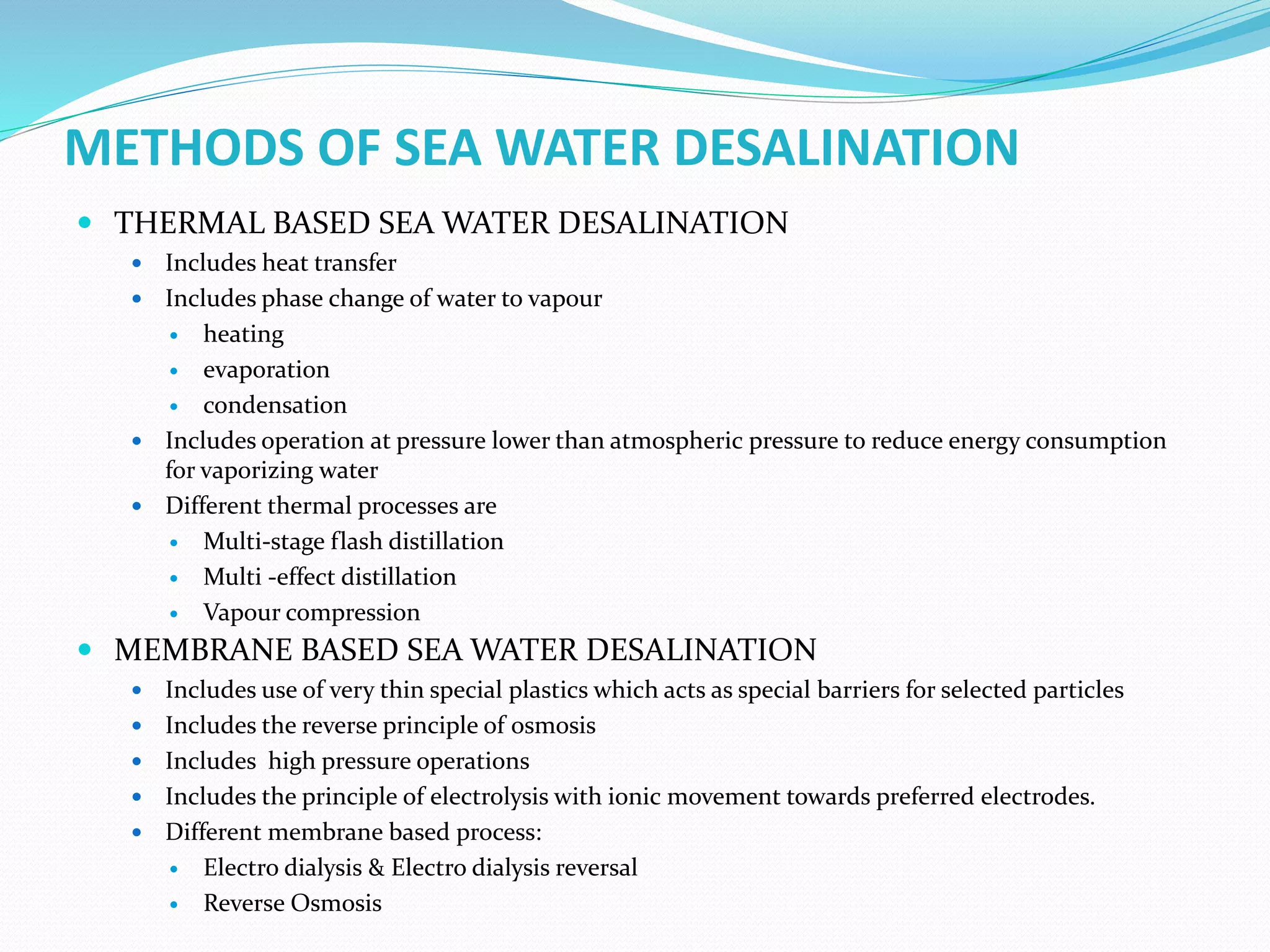 SEA WATER DESALINATION | PPTX