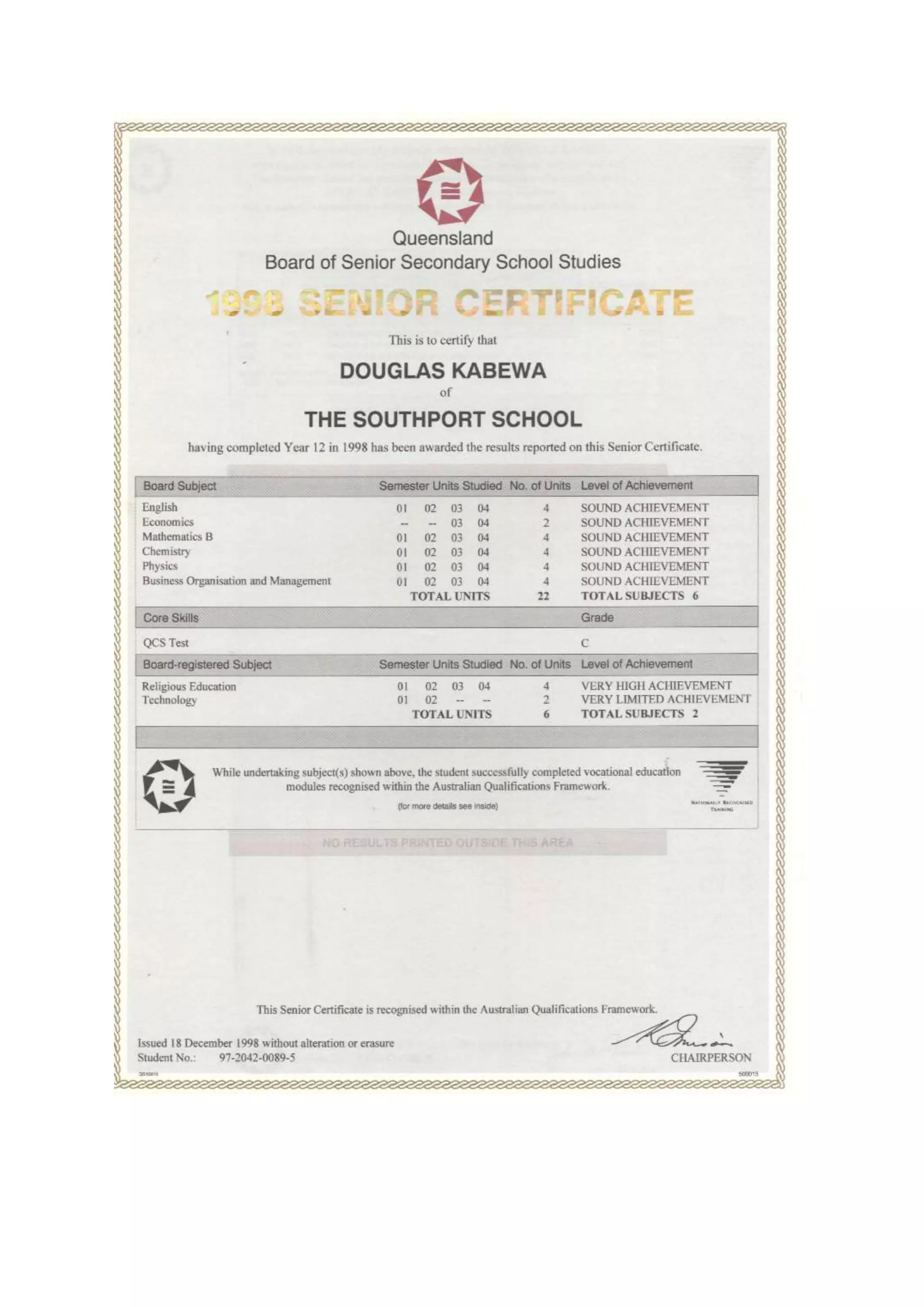 Senior High Certificate | DOCX