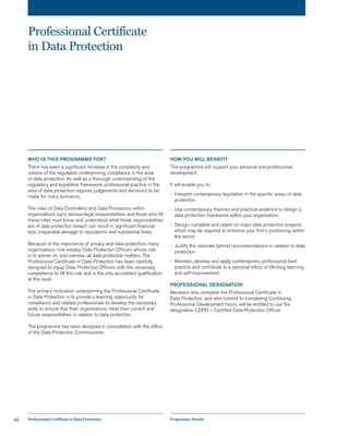 Professional Certificate in Data Protection 2016 2017 | PDF