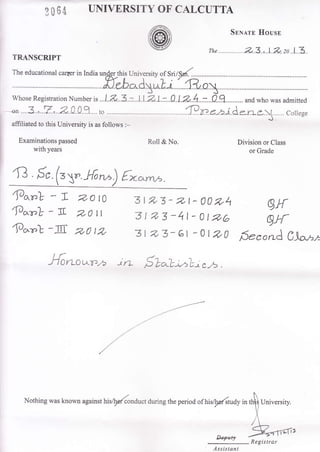 B.Sc. Transcript | PDF