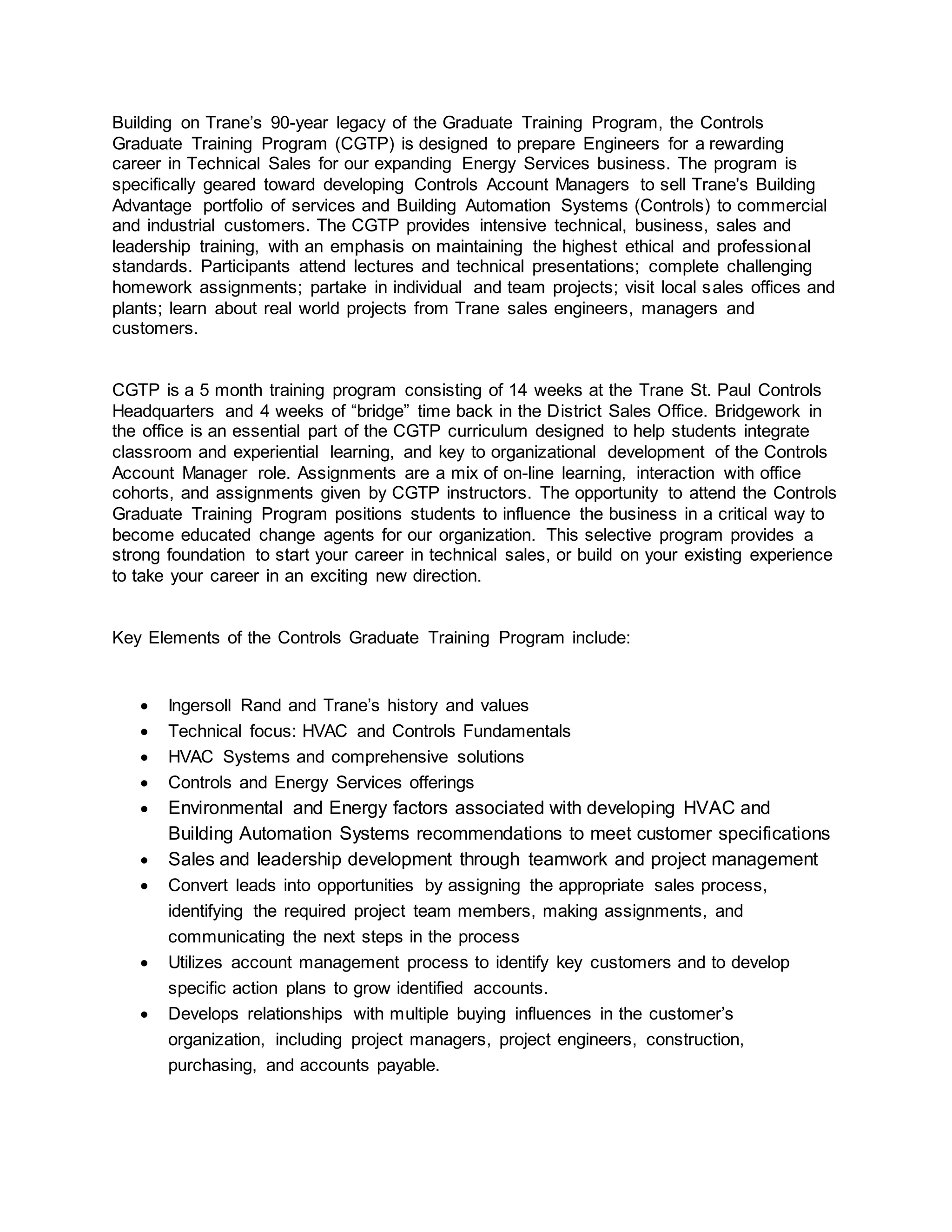 Building on Trane | DOCX | Business | Business and Finance