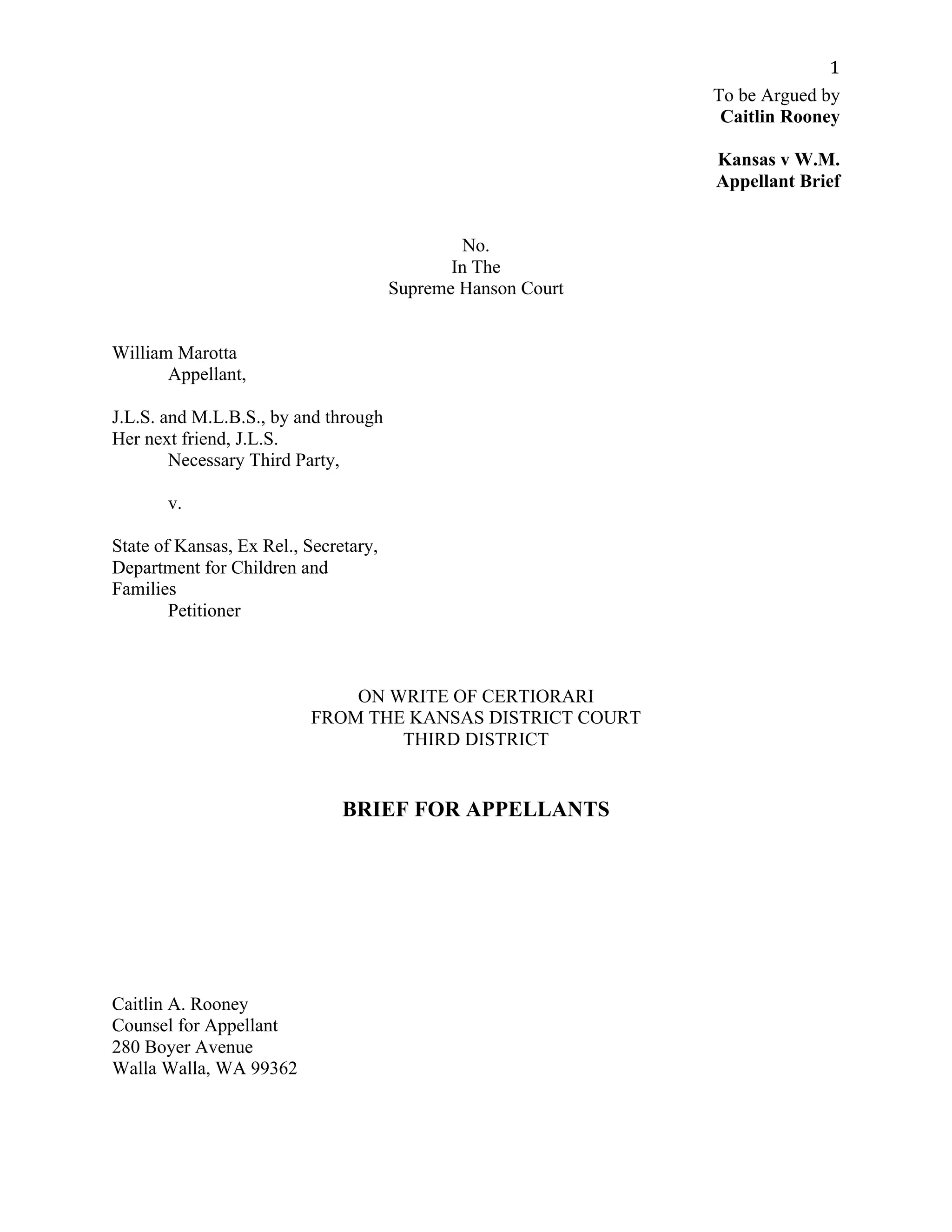 Rooney Excerpt from Appellant Legal Brief | PDF