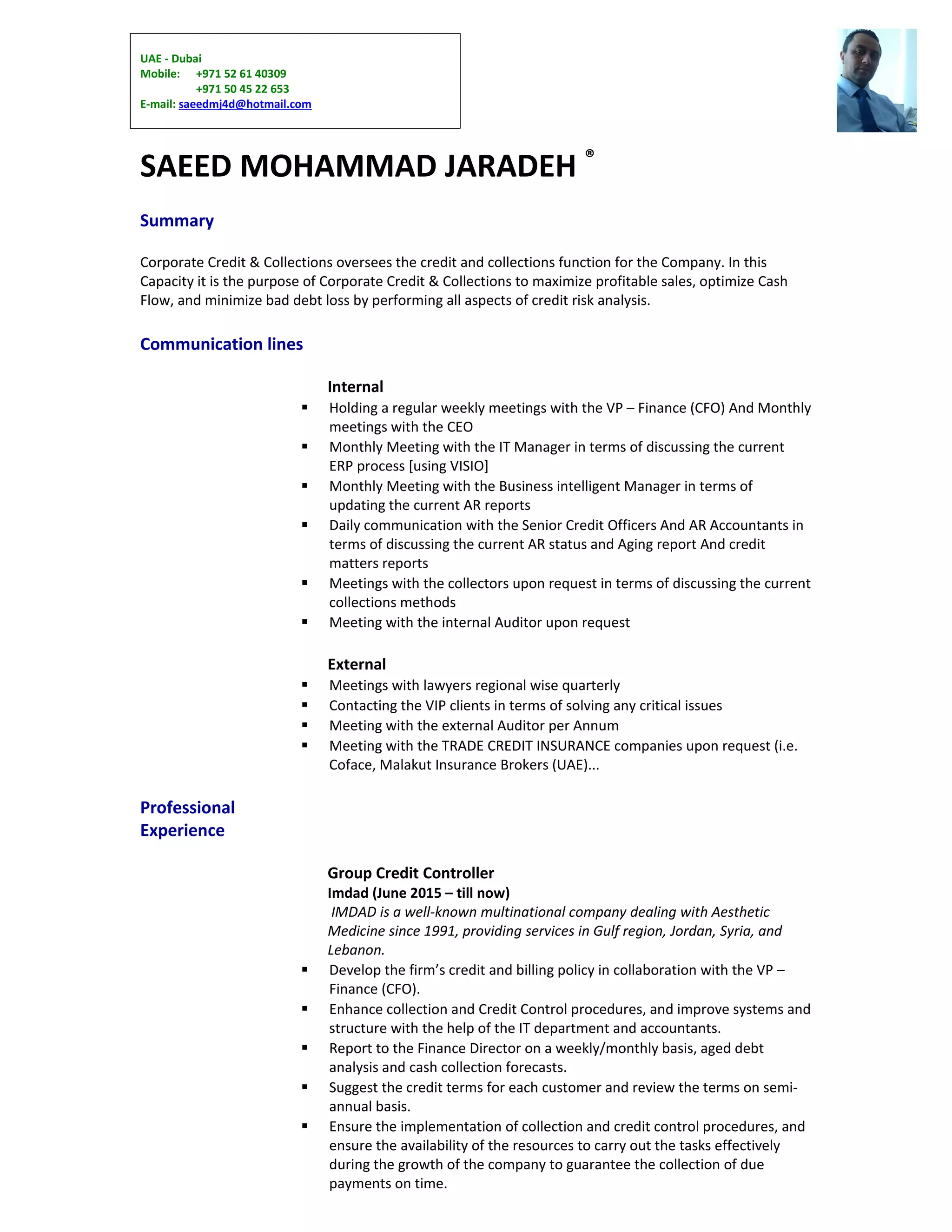 Saeed CV-2016 | DOC | Credit Cards | Personal Debt