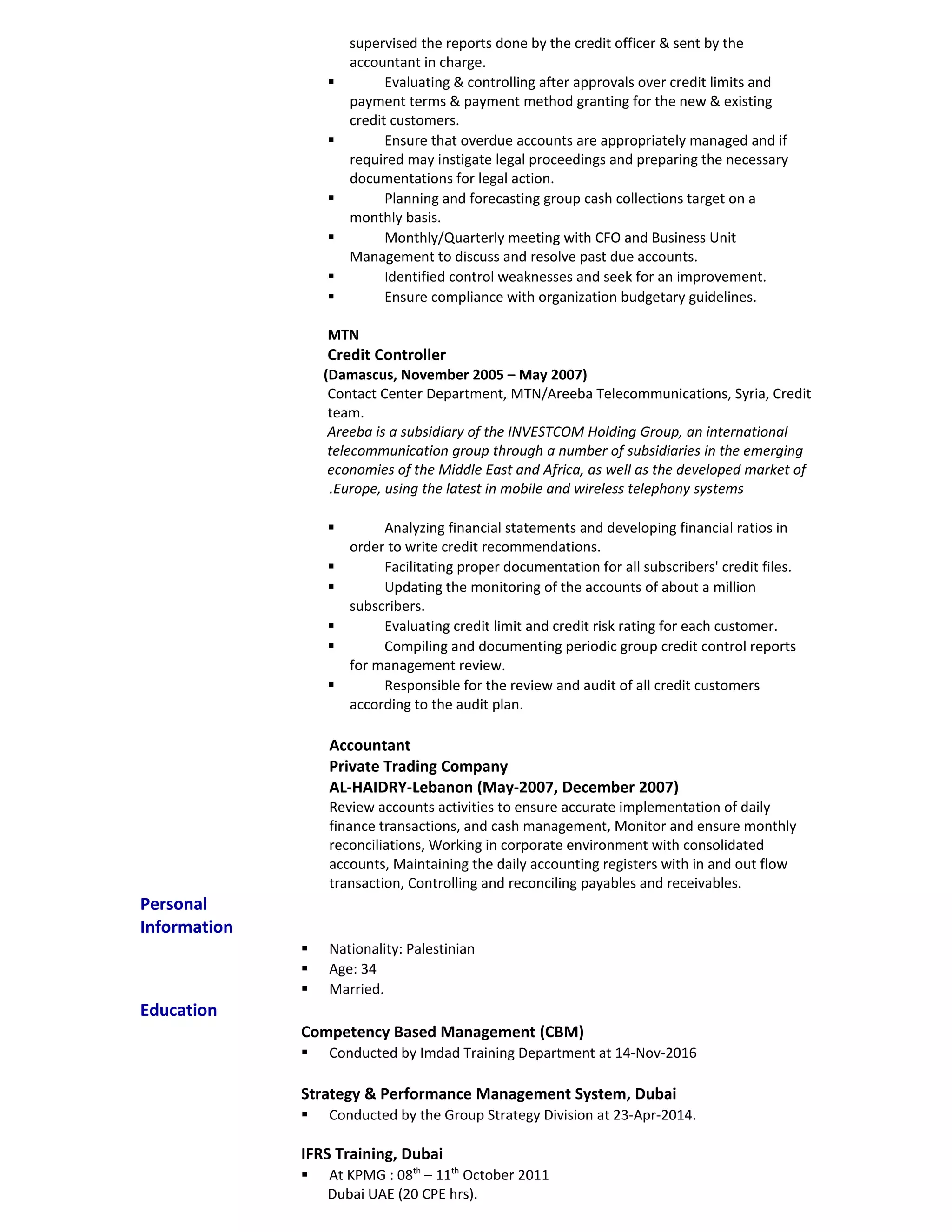 Saeed CV-2016 | DOC | Credit Cards | Personal Debt