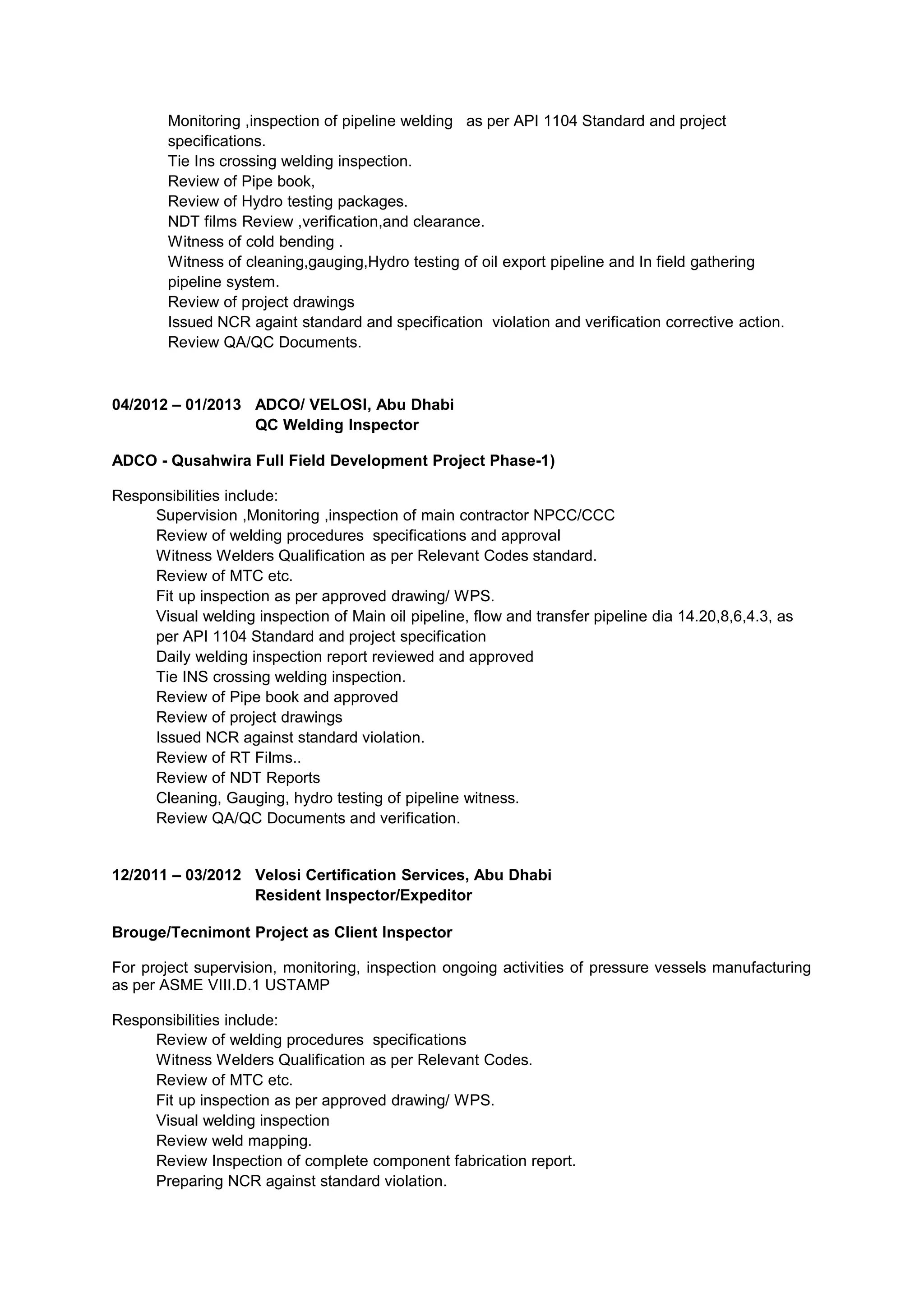 AKRAM CV QC Supervisor Mechanical | DOC