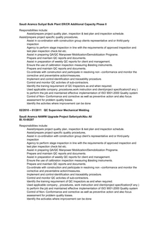 AKRAM CV QC Supervisor Mechanical | DOC