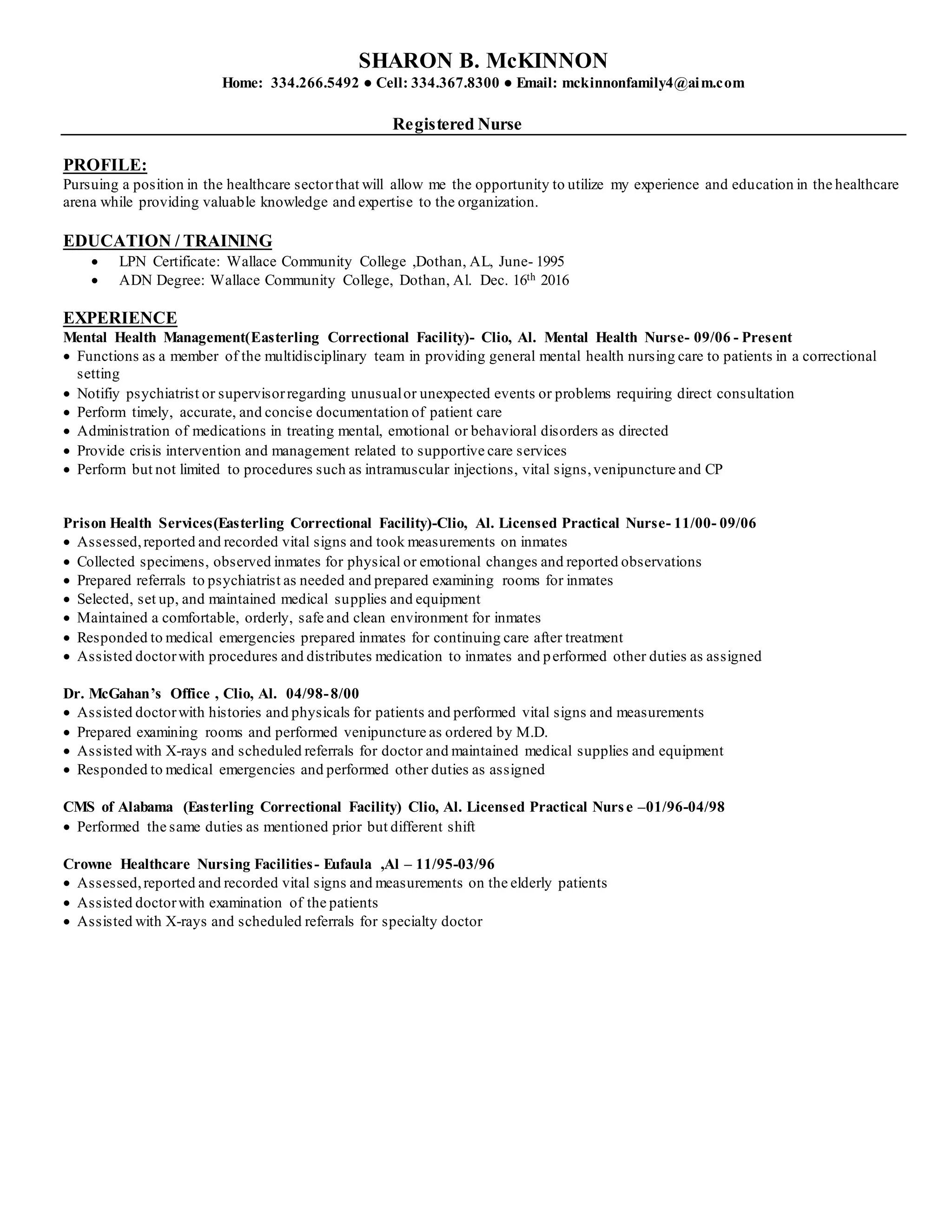 Sharon_B._McKinnon_Resume_(1) | DOCX | Eldercare | Family and Relationships
