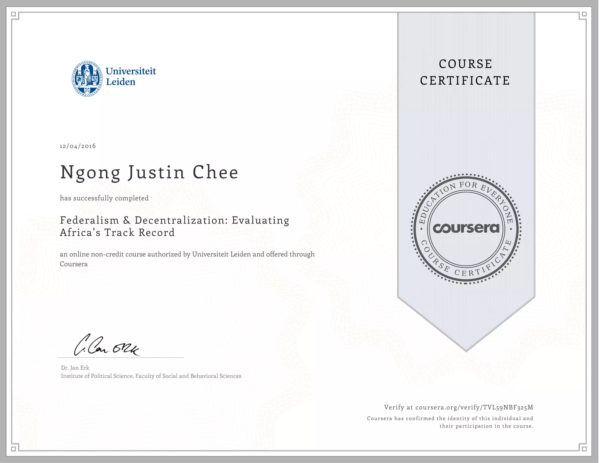 Leiden University Certificate | PDF