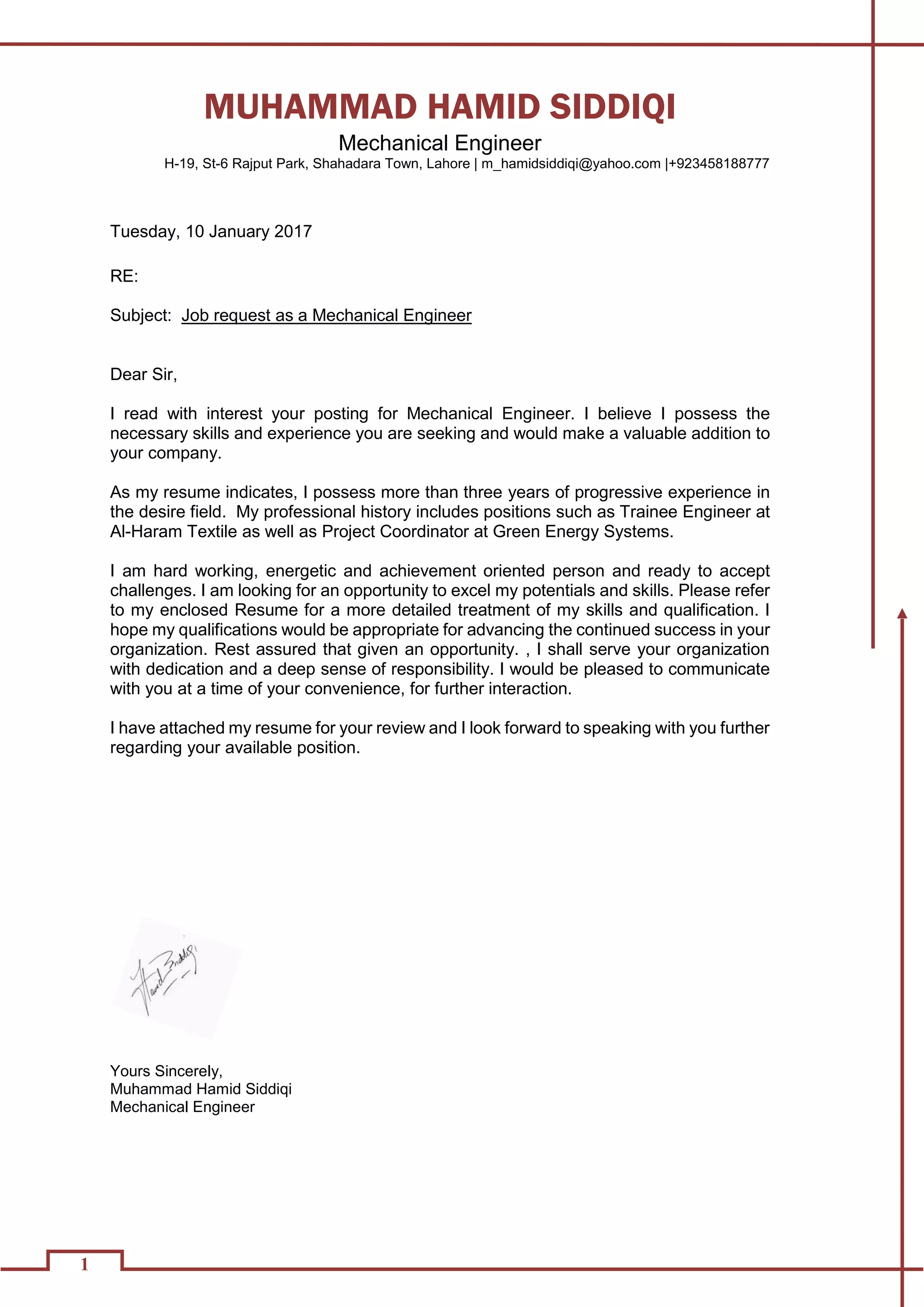 New CV formate for job with Cover letter | PDF