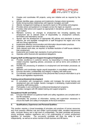AAA HRC Aust Position Description 020516 (1) | DOCX | Aviation Industry ...