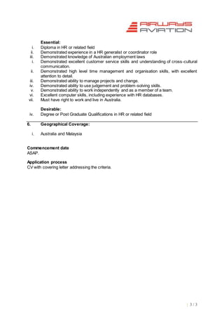 AAA HRC Aust Position Description 020516 (1) | DOCX | Aviation Industry ...