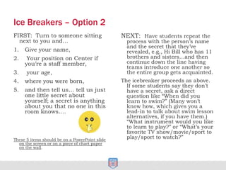 Foundation Course Ice breaker options | PPT
