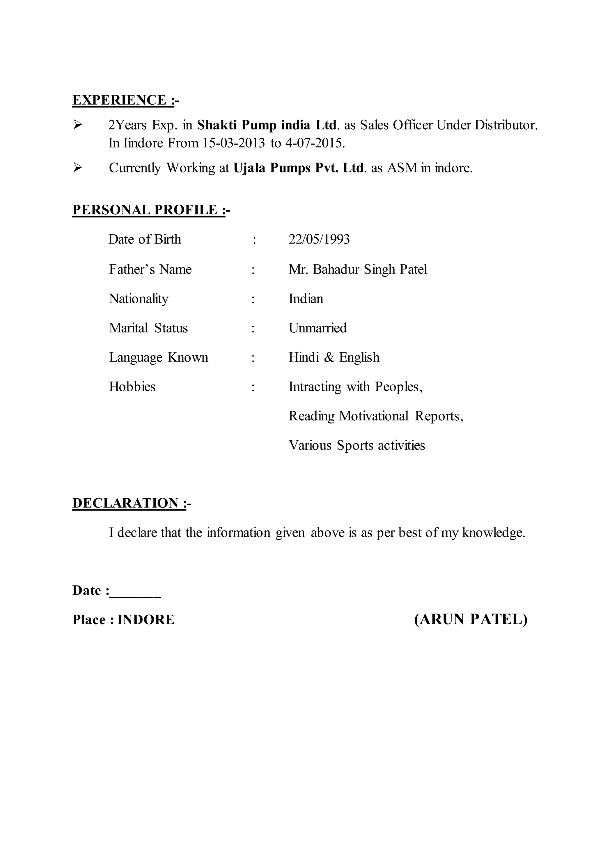 Resume-Arun Patel | DOCX