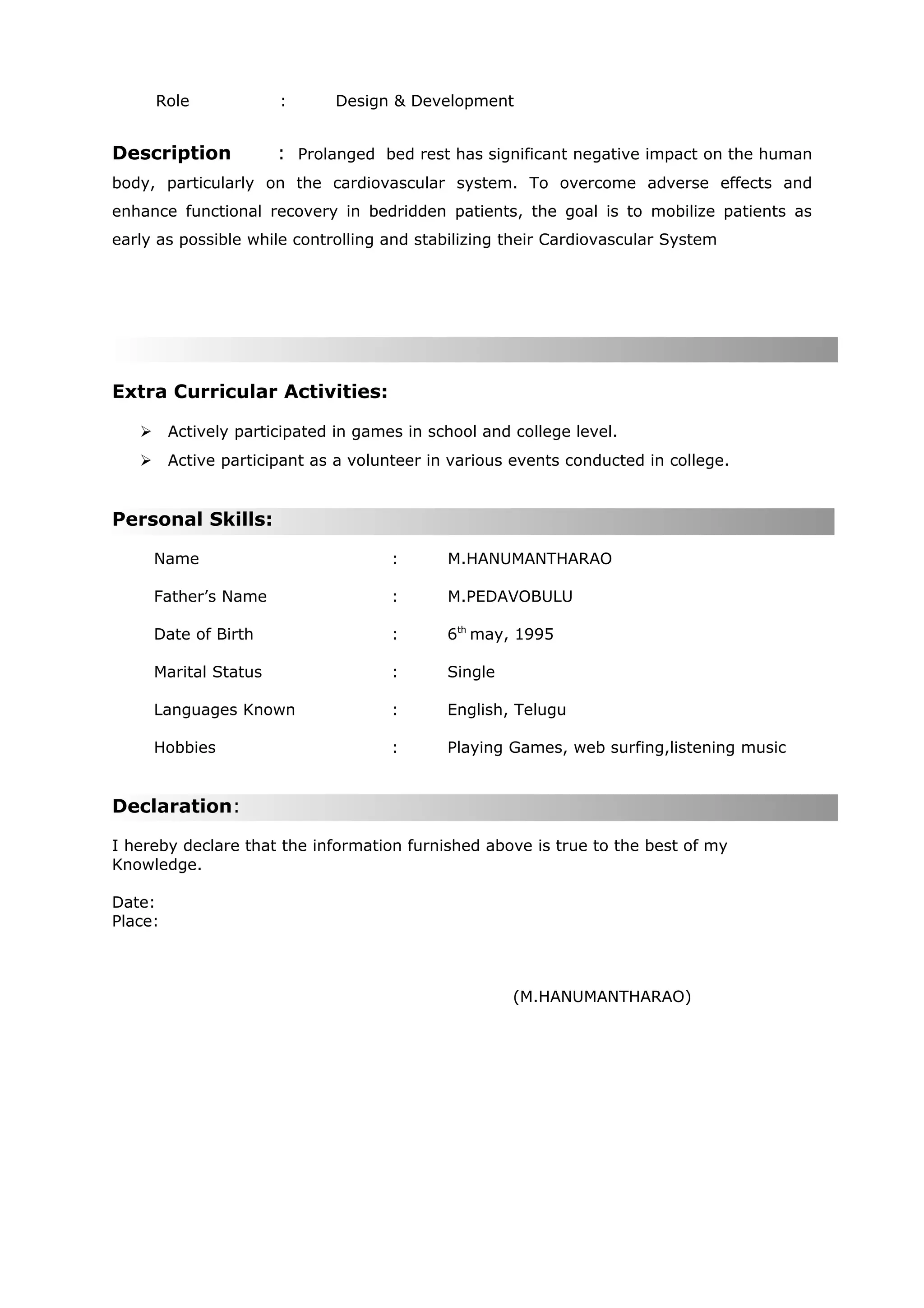 Manthu resume.. | PDF