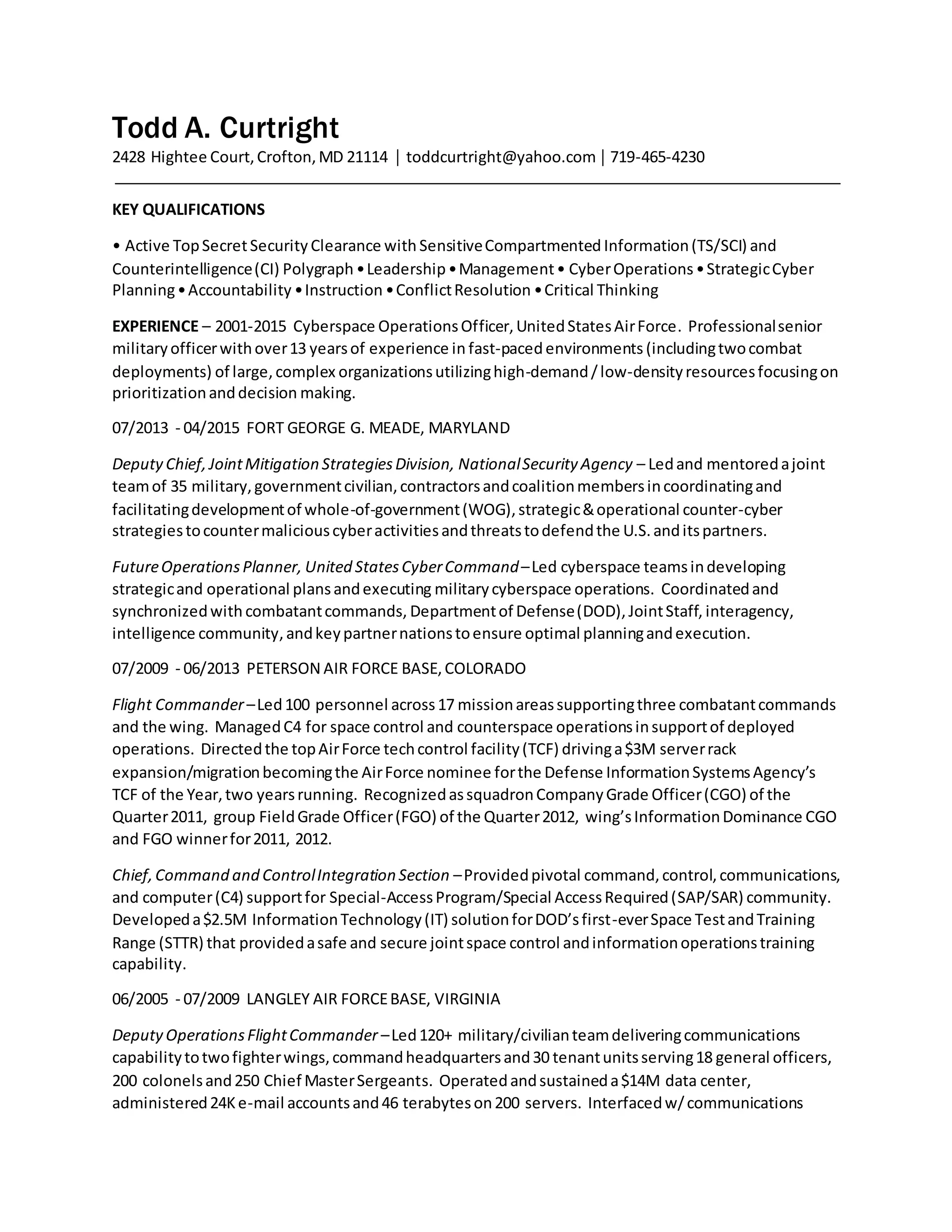 Curtright Todd Resume 7Jan15 | DOCX