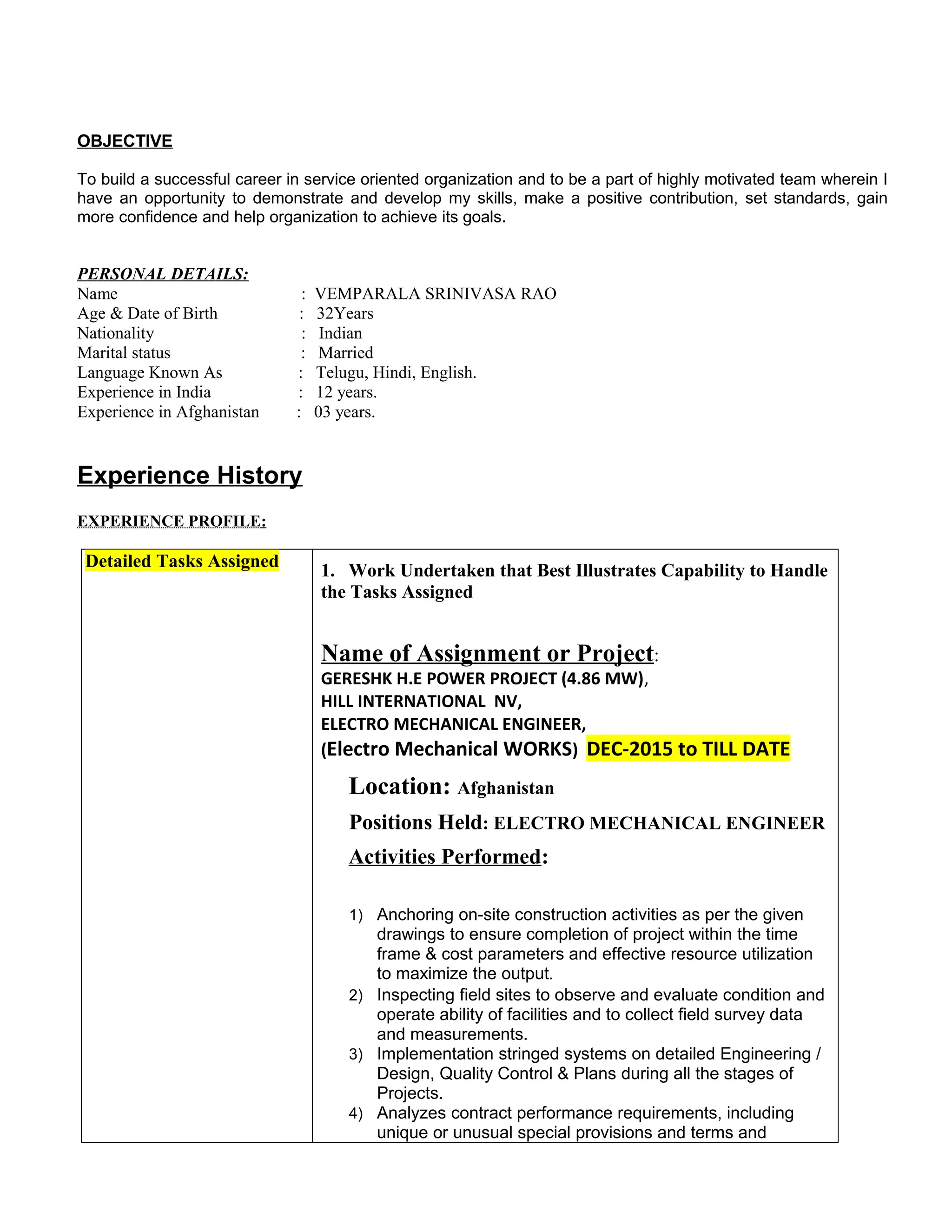 V. SRINIVASA RAO CV | PDF