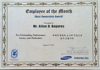Employee of the Month Certification (Samsung) | PDF
