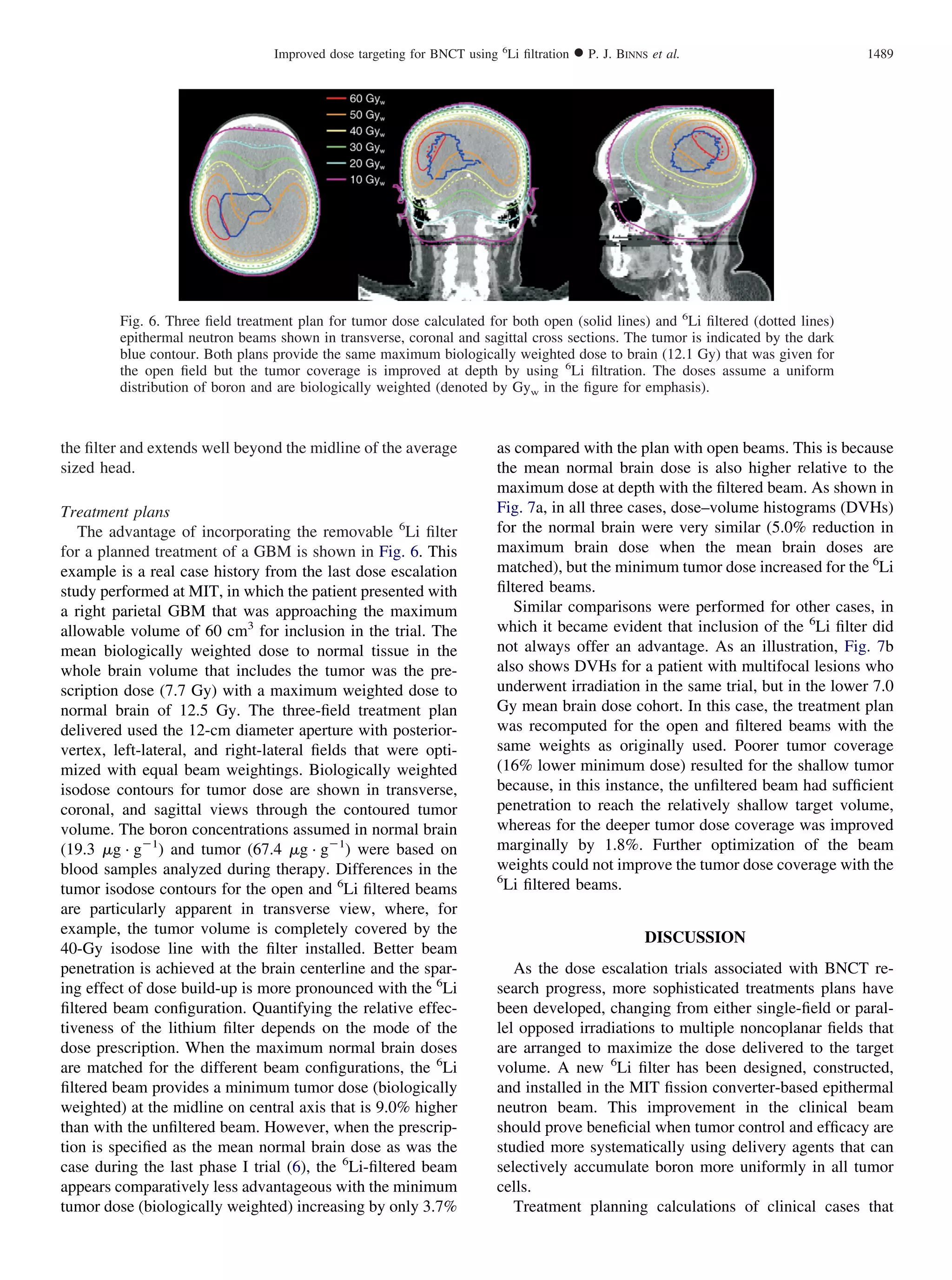Lithium Filtration for Improved Dose Penetration in BNCT | PDF