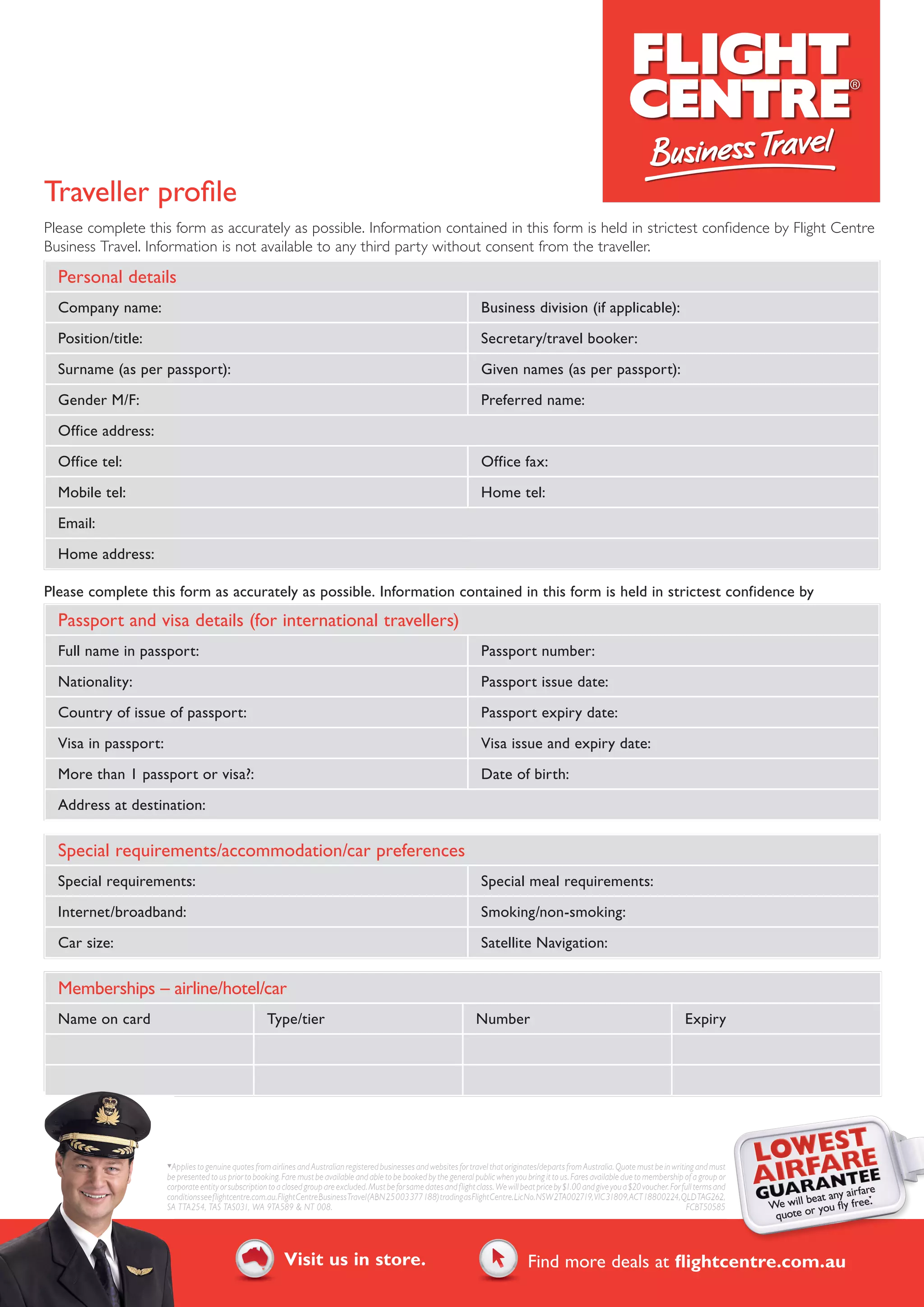 FCBT traveller profile for TAPPC | PDF
