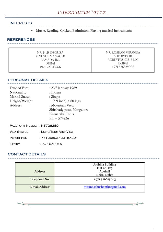 Shushanth Miranda CV NEW CS | PDF