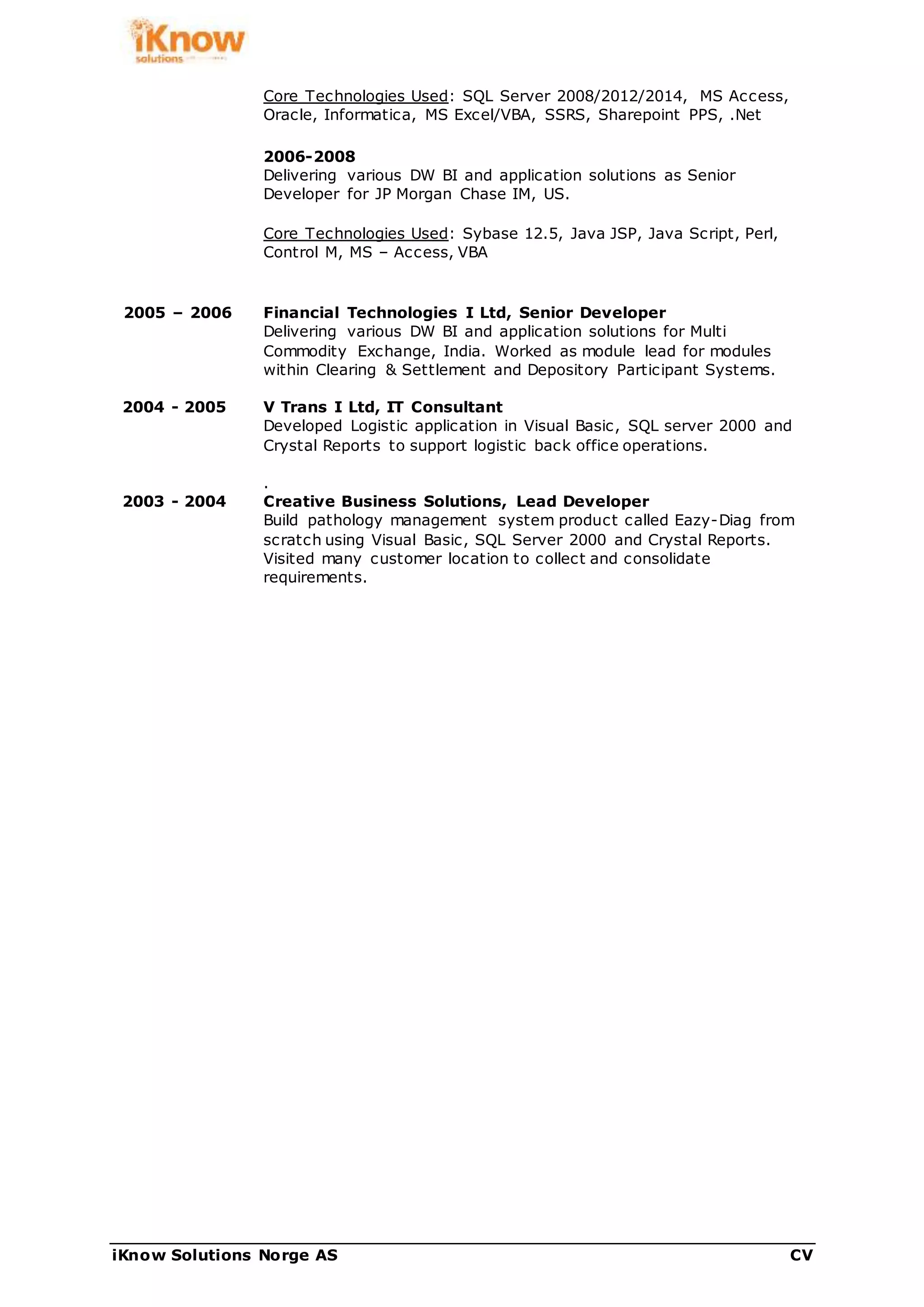 Atul Randive CV_IKnowSolutions_ENv2 | DOCX | Cloud Computing | Internet