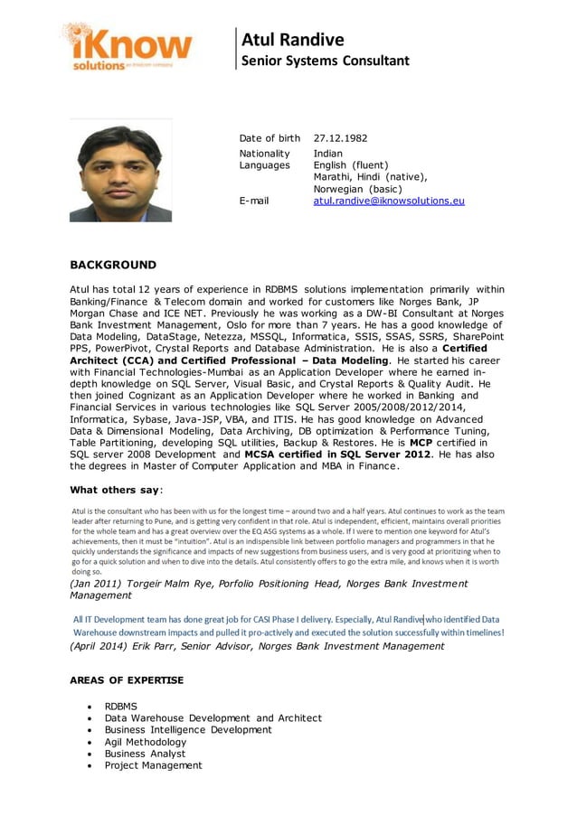 Atul Randive CV_IKnowSolutions_ENv2 | DOCX | Cloud Computing | Internet