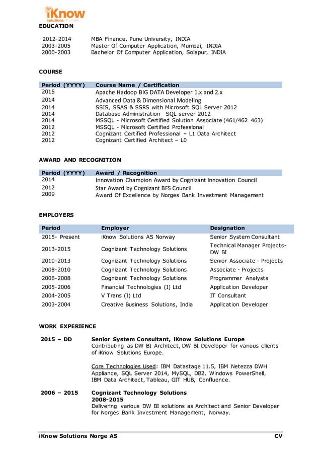 Atul Randive CV_IKnowSolutions_ENv2 | PDF