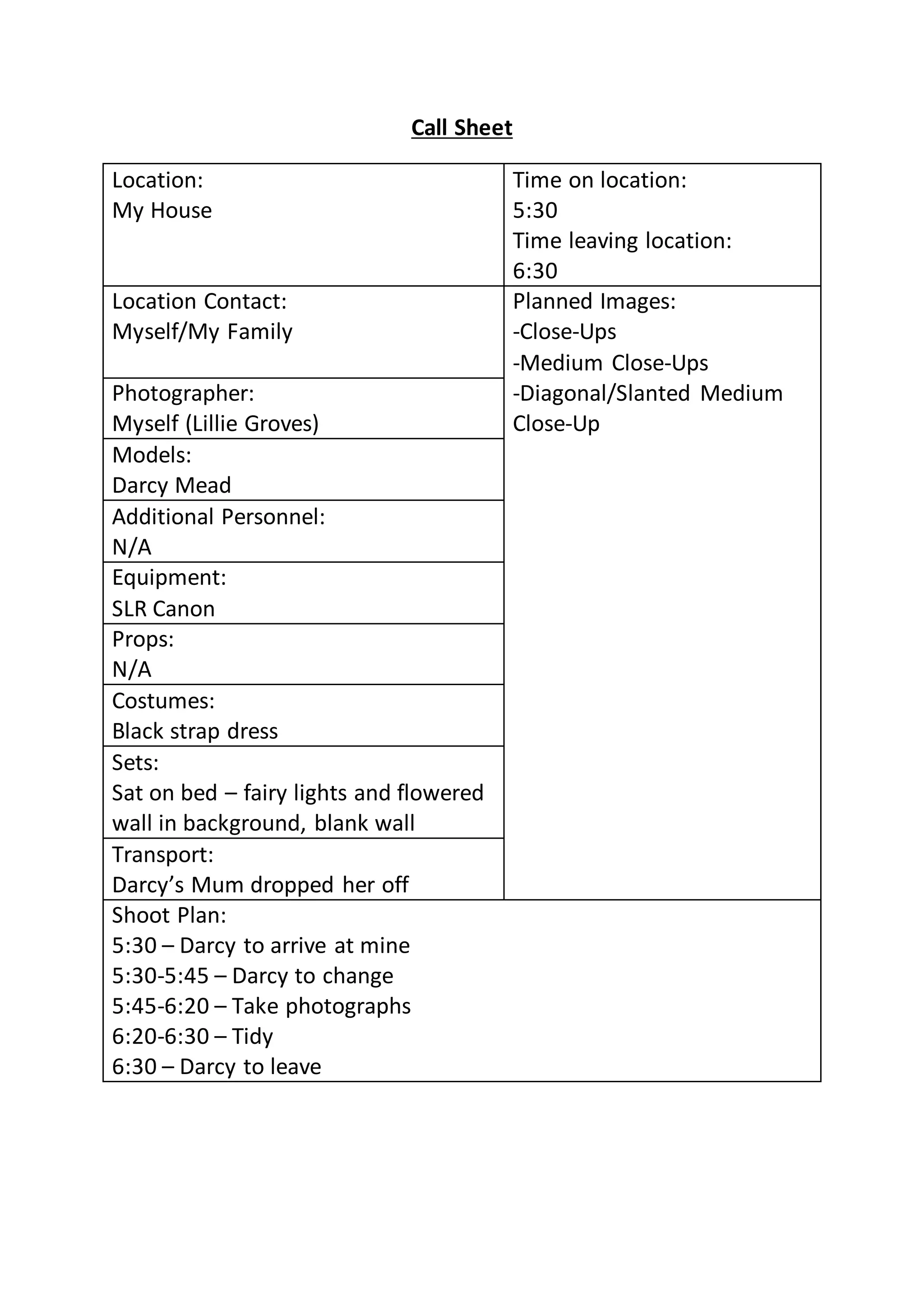Fc call sheet | PDF