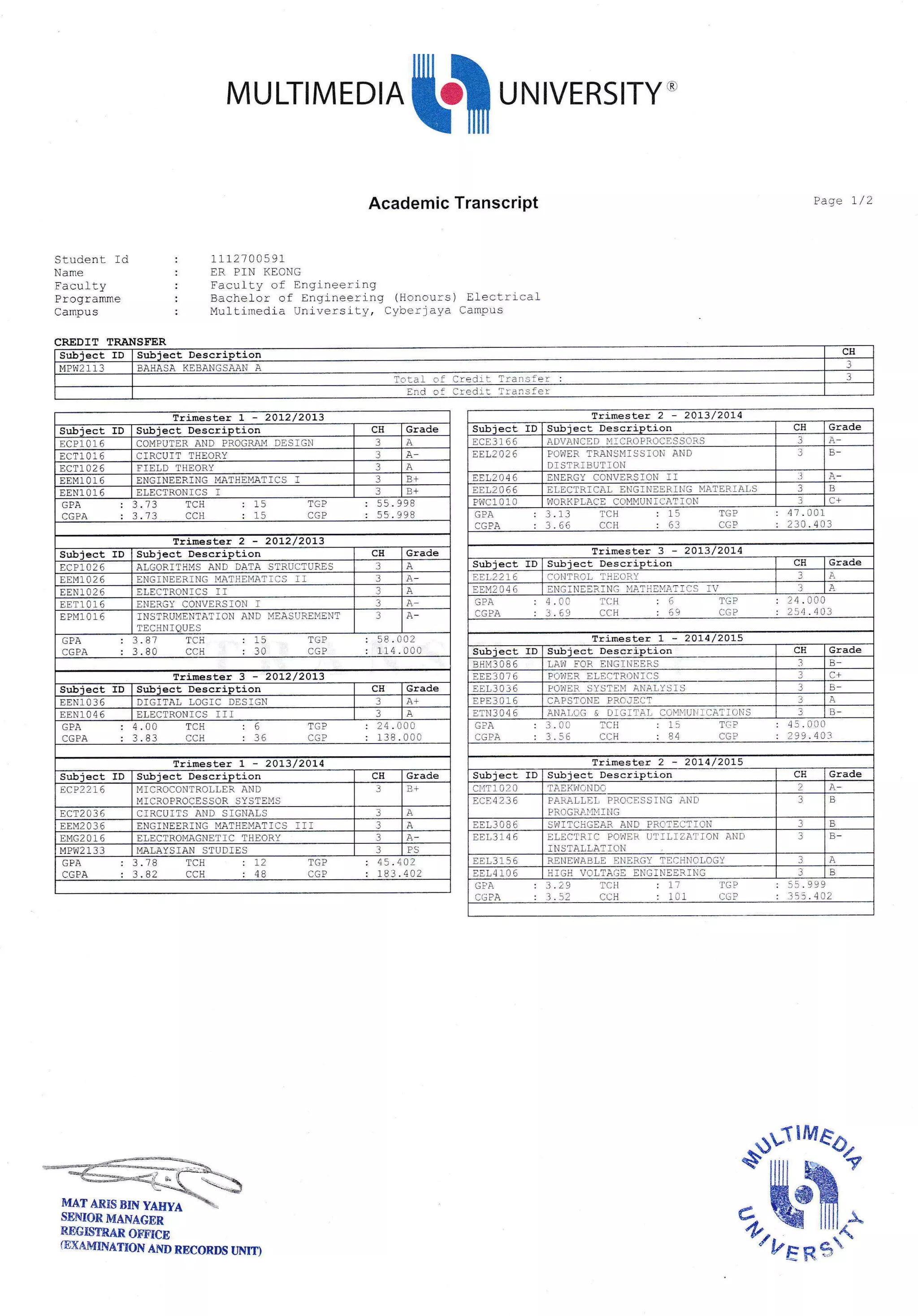transcripts(Degree, Foundation) | PDF | Undergraduate Education ...