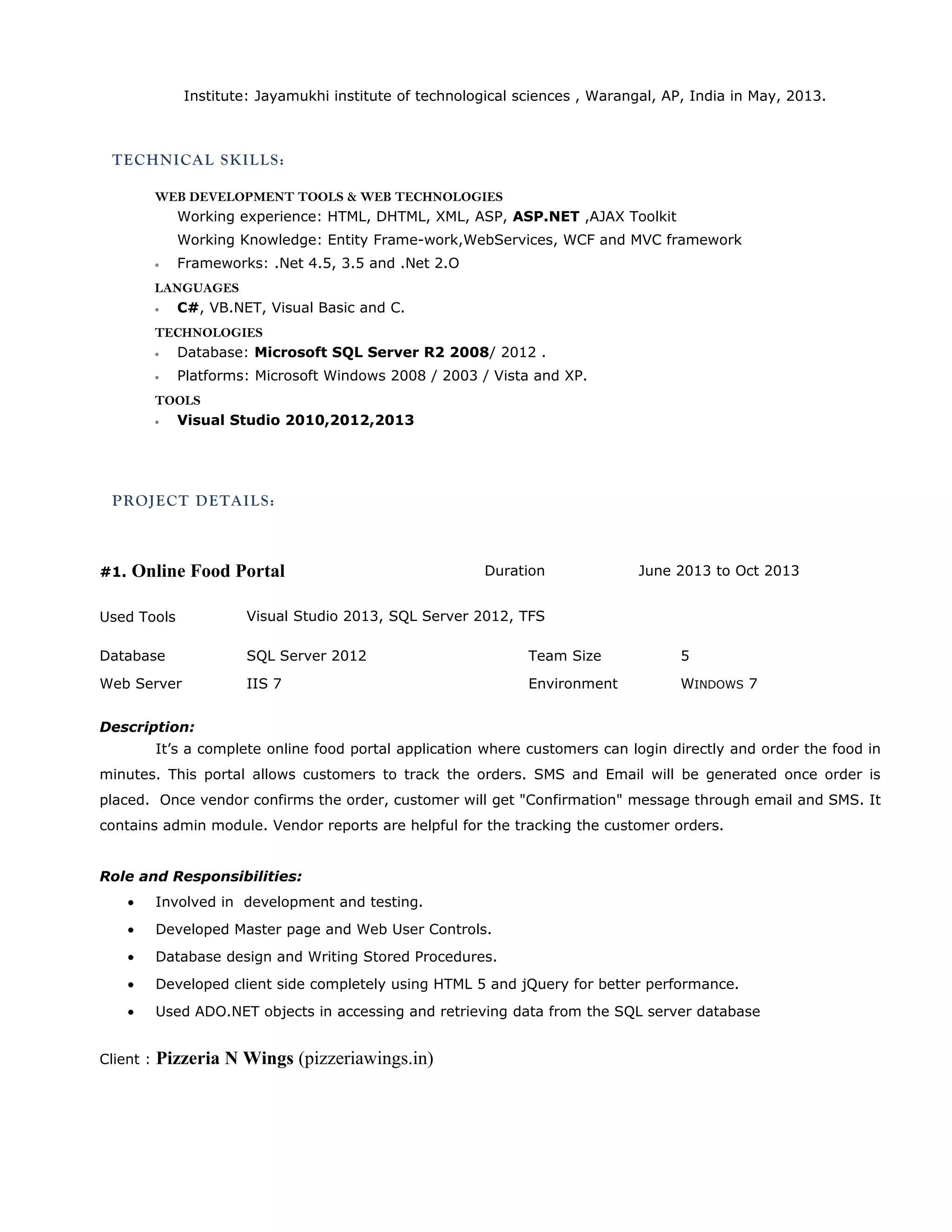 Harish Resume | DOC | Web Development | Internet