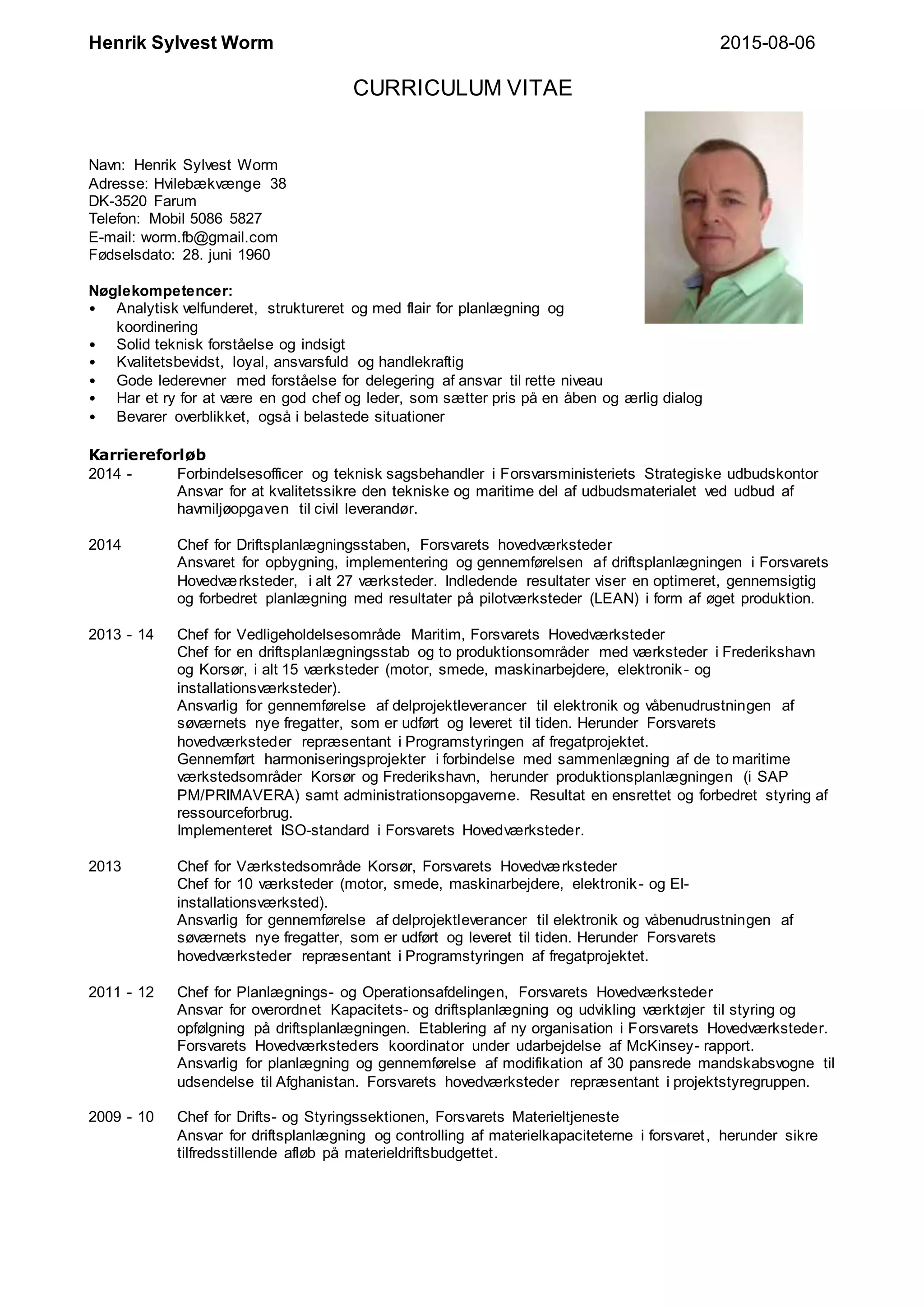 CV Henrik Sylvest Worm 06082015 | DOCX
