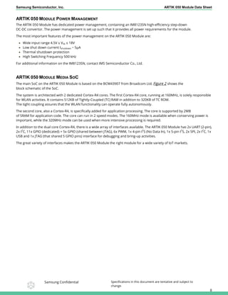 Samsung ARTIK 050 (ARTIK ZERO) Modules Data Sheet | PDF
