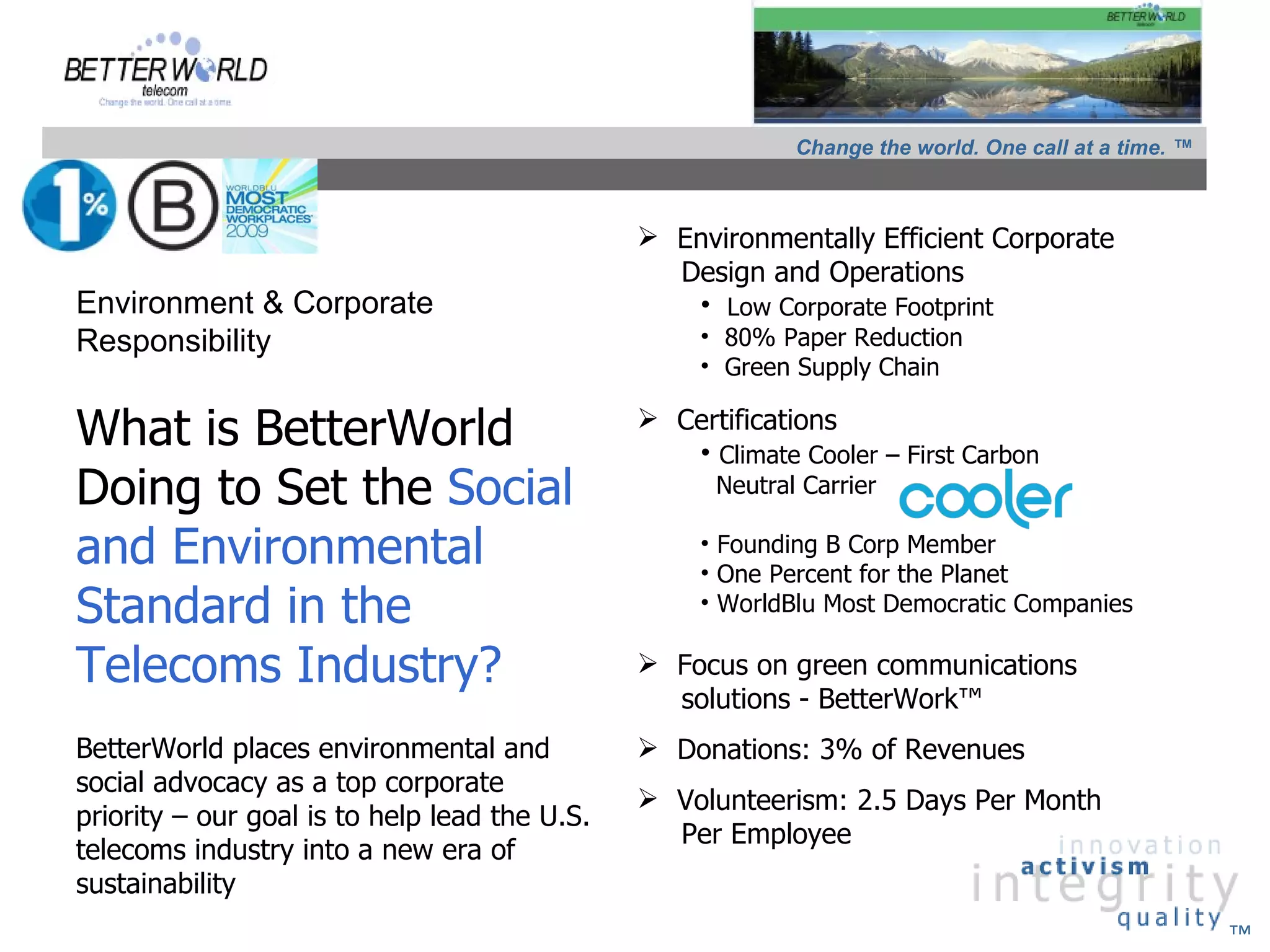 Fcc Workshop Presentation, Better World Telecom | PPT