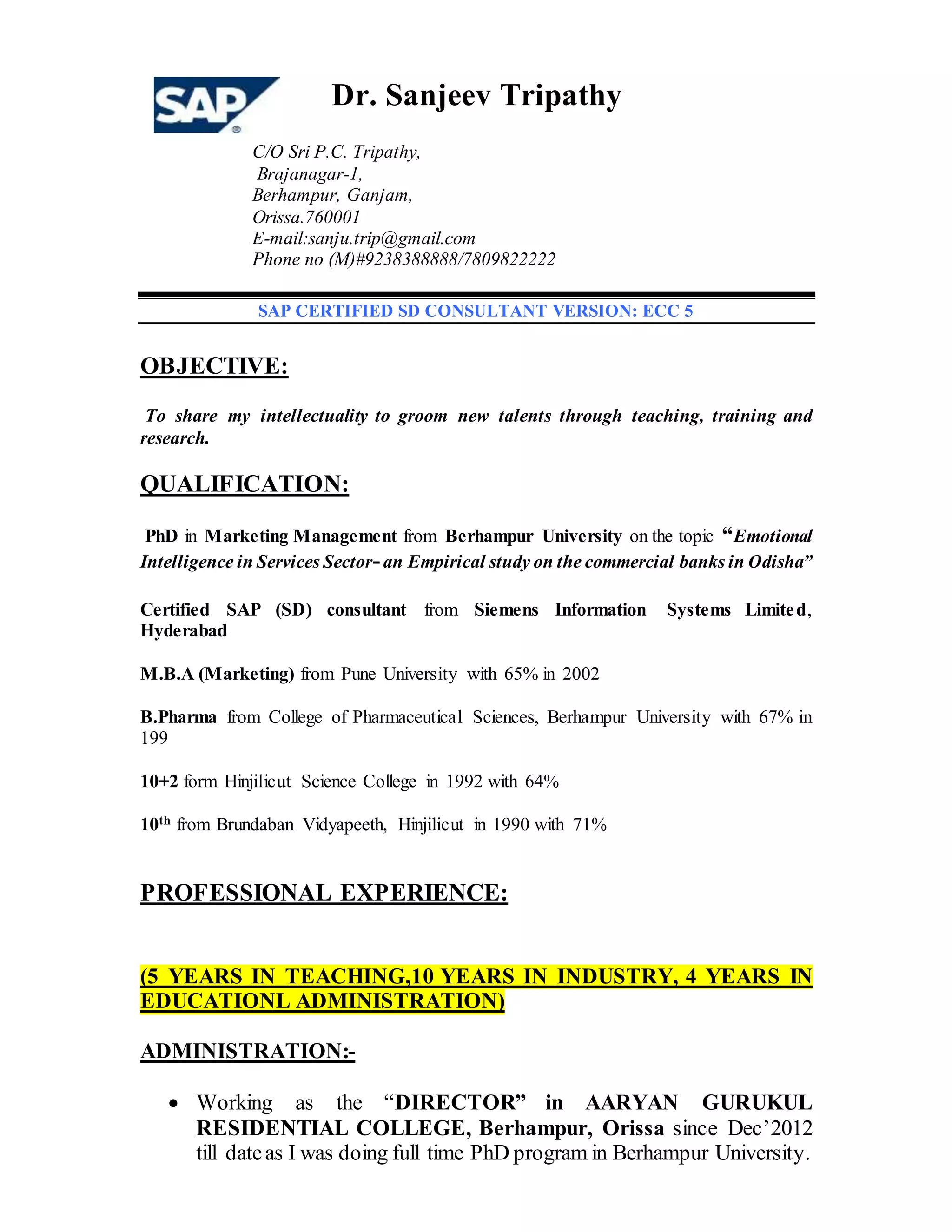 Sanjeev CV-Education | PDF