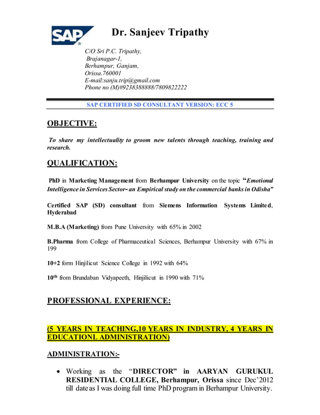 Sanjeev CV-Education | PDF