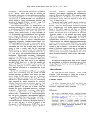 Molecular identification of new circulating Hyalomma asiaticum ...