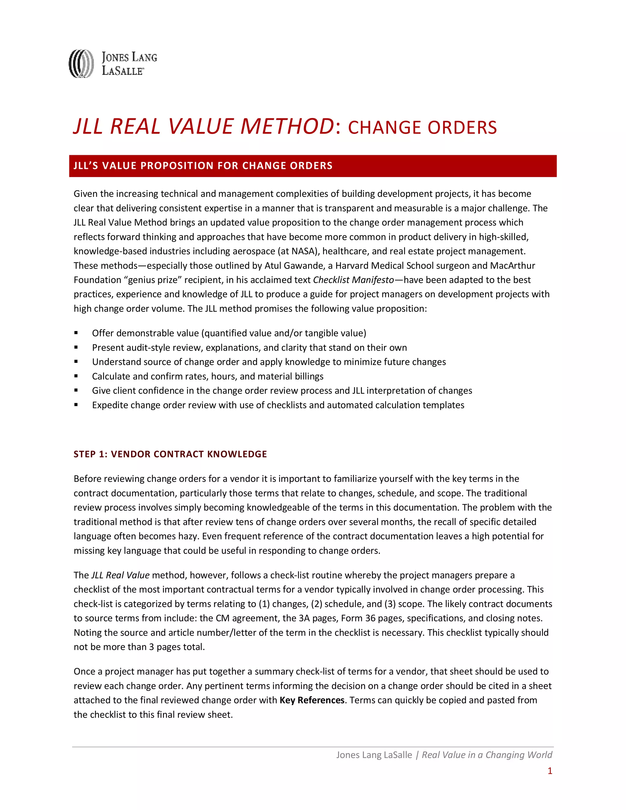 JLL Change Order process | PDF