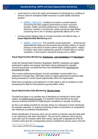 FCE Briefing GDPR and Equal Opportunities Monitoring MAY18 | PDF