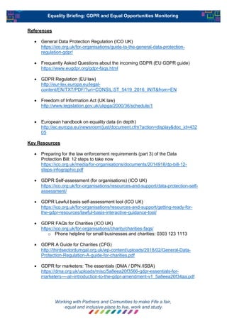 FCE Briefing GDPR and Equal Opportunities Monitoring MAY18 | PDF