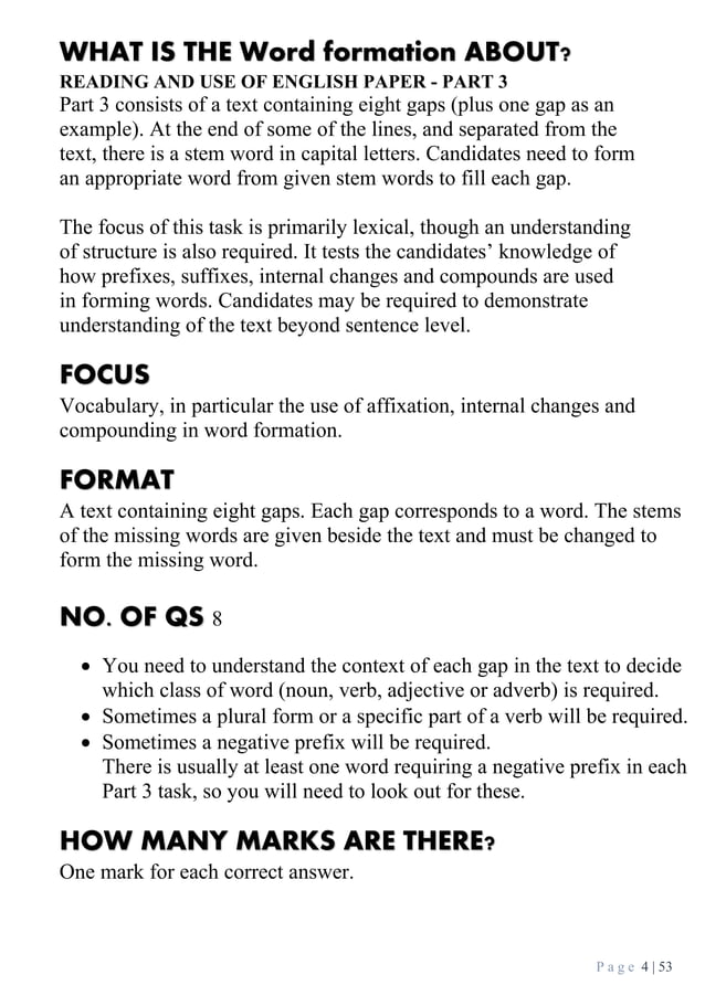 FCE CAE WORD FORMATION | PDF | Homework and Study | Education