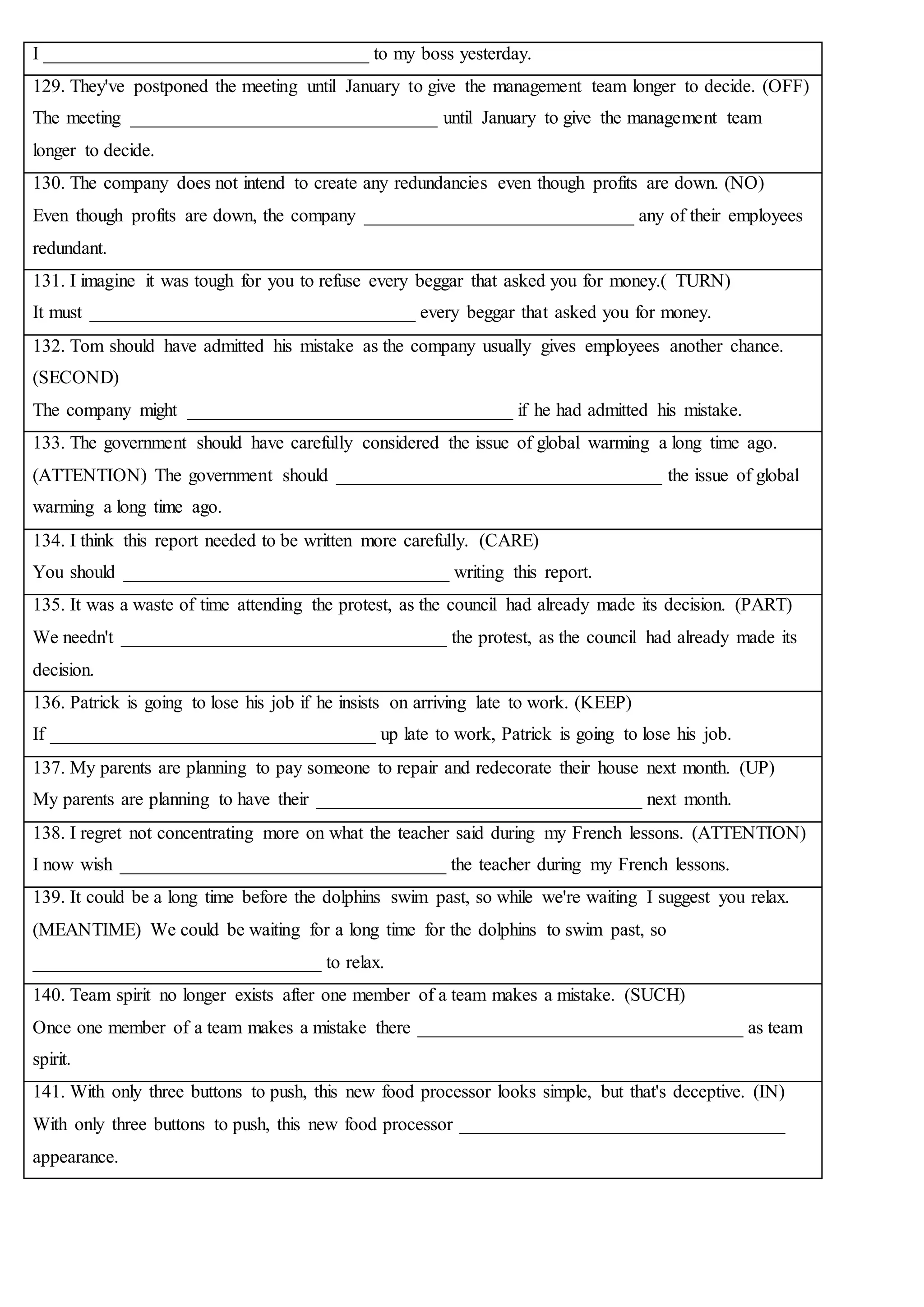 Fce key-word-transformation 250 exercises | DOC