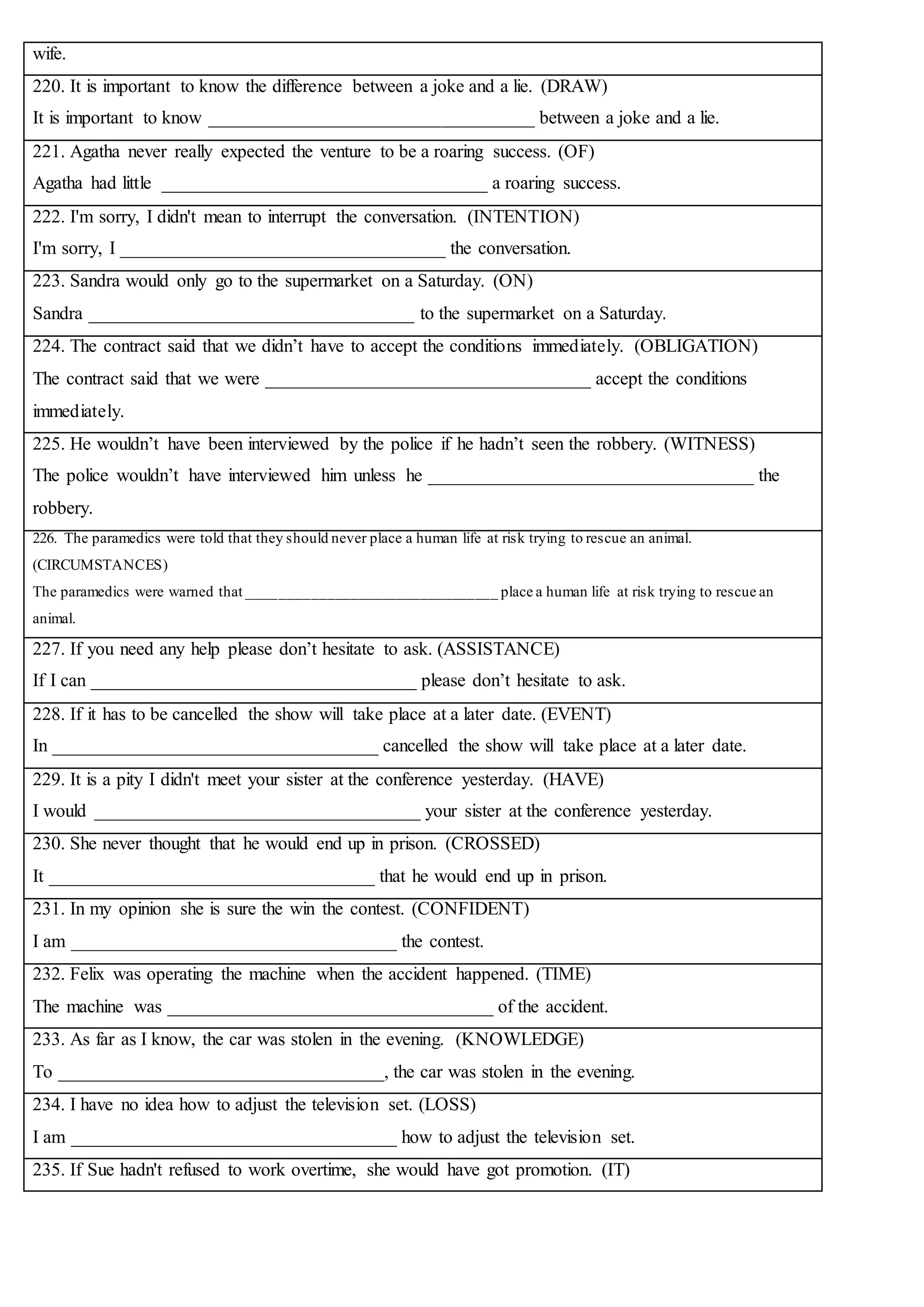 Fce key-word-transformation 250 exercises | DOC