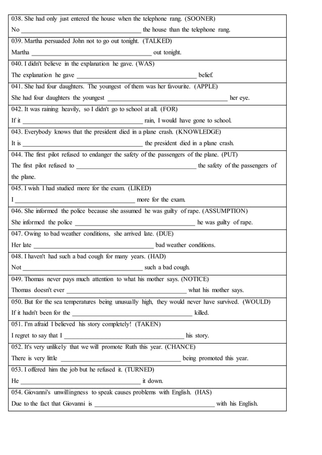 Fce key-word-transformation 250 exercises | DOC | Smoking Cessation ...